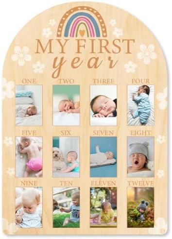 Amazon.com : PEUTIER Baby Picture Frame, My First Year Photo Display ...