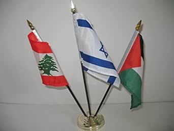 RFCO Israel, Lebanon and Palestine 4"x6" Miniature Flags Desk Set with ...
