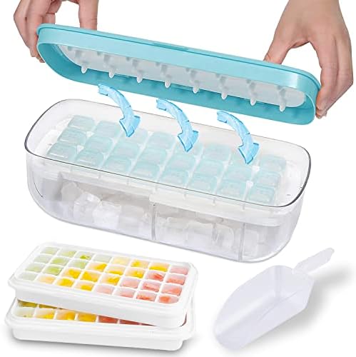 VOXXU 48 Ice Cube Tray with Lid, Storage & Scoop – Food Grade Silicone ...