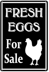 Amazon.com: Lucidhisun Fresh Eggs for Sale Aluminium Sign 12in×16in ...