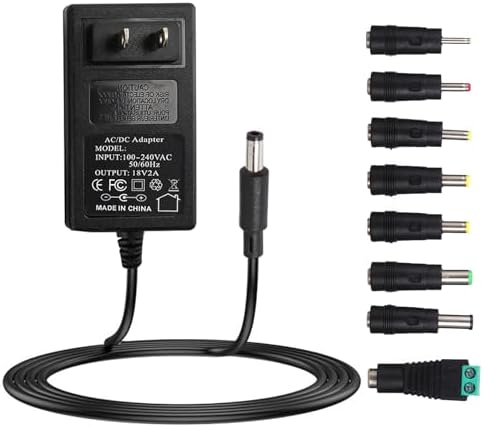 Amazon.com : 18V 2A 36W AC/DC Power Supply Adapter, Wall, Center ...