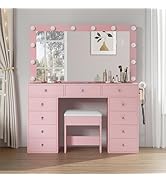 Amazon.com: FUSOU Vanity Desk with Power Outlet, Makeup Vanity with ...