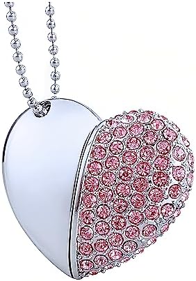 Amazon.com: WooTeck 128GB Crystal Loving Heart Jewelry USB Flash Drive ...