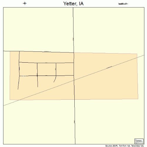 Large Street & Road Map of Yetter, Iowa IA - Printed poster size wall ...