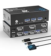 Amazon.com: Steetek 2 Monitors 2 Computers KVM Switch USB 3.0, 4K@60Hz ...