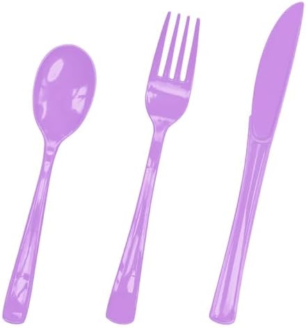 Amazon.com: HEIPINIUYE 75 Pack Light Purple Plastic Cutlery Heavy Duty ...