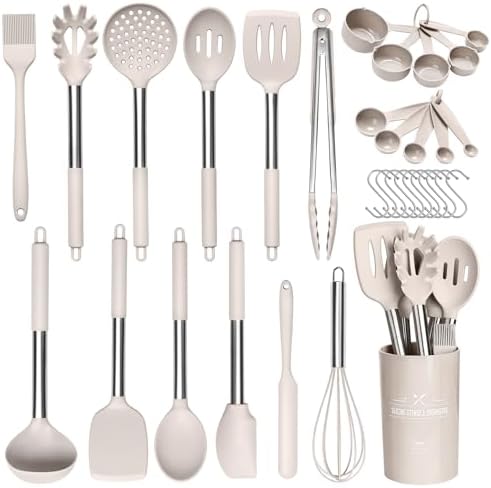 Amazon.com: Silicone Cooking Utensils Set 12 PCS, Silicone Kitchen ...