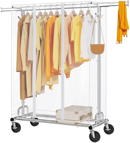 Amazon.com: Tajsoon Clothes Rack with Cover, Heavy Duty Clothing Rack ...