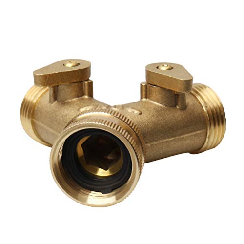 kuou Brass Manifold, 3/4" Tap Y Splitter Brass Manifold Two Way Washing ...