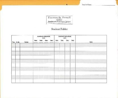 Fountas & Pinnell Benchmark Assessment System Student Folders ...