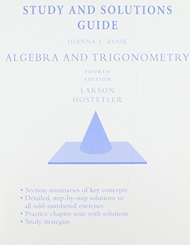 Study and Solutions Guide for Larson/Hostetler's Algebra and ...