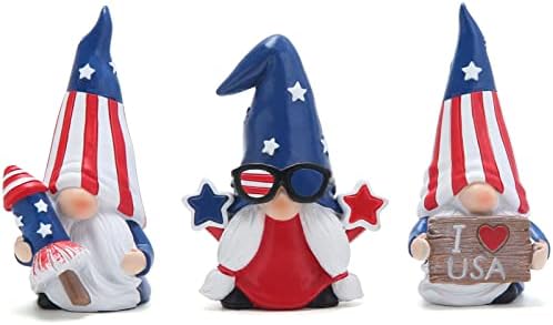 Amazon.com: Funoasis 3PCS Resin Patriotic Gnomes Decor Memorial ...
