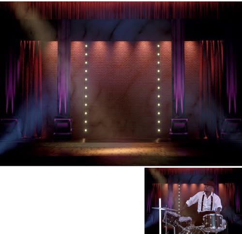 Amazon.com : Music Stage Backdrop 8x6ft Fabric Kids Rock Star Birthday ...