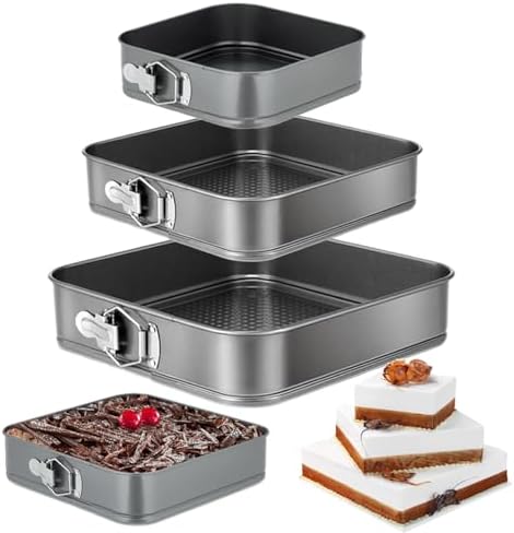 Amazon.com: Zubebe Springform Cake Pan Square Non Stick Baking Pan 9.5 ...