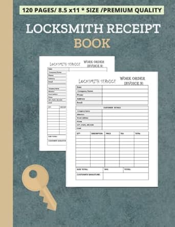 Locksmith Receipt Book: Locksmith Service Work Order Invoice, Work ...