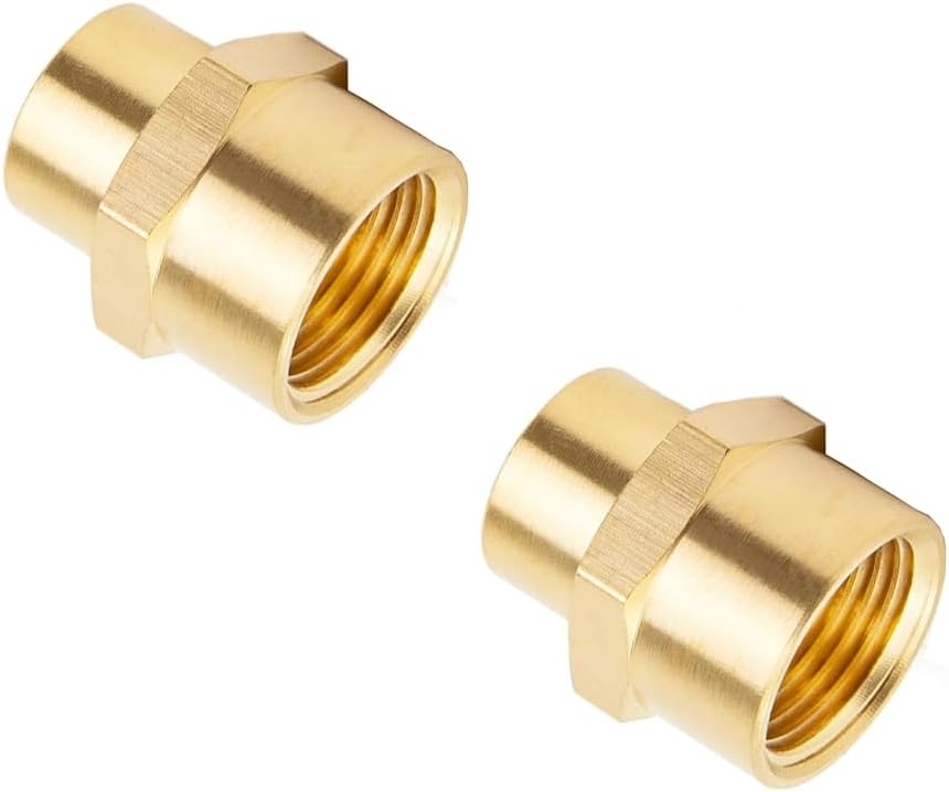 2 Pack, 3/8" x 1/8" Coupler, 3/8" NPT x 1/8" NPT Brass Reducing Coupler ...