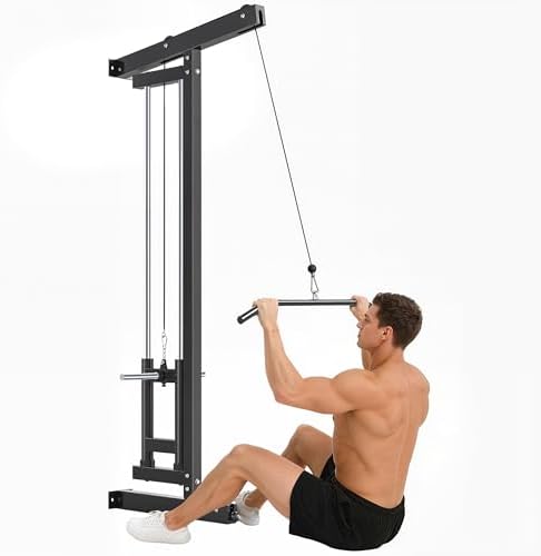 SPORTNOW Wall Mounted Lat Pull Down Machine, Crossover Cable Machine ...