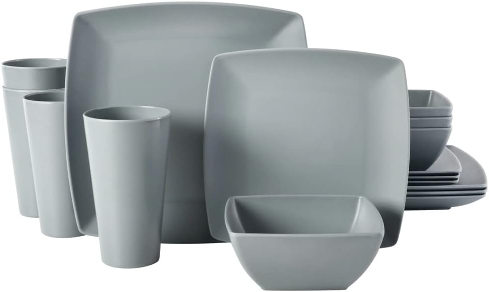 Amazon.com | Stackable 16 Pieces Elegant Square Shape Melamine ...