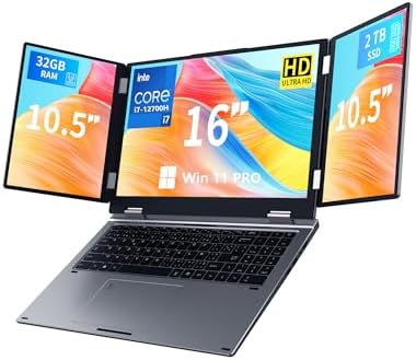 Amazon.com: Triple Screen Laptop,16” Main + Dual 10.5” Monitors, Core ...