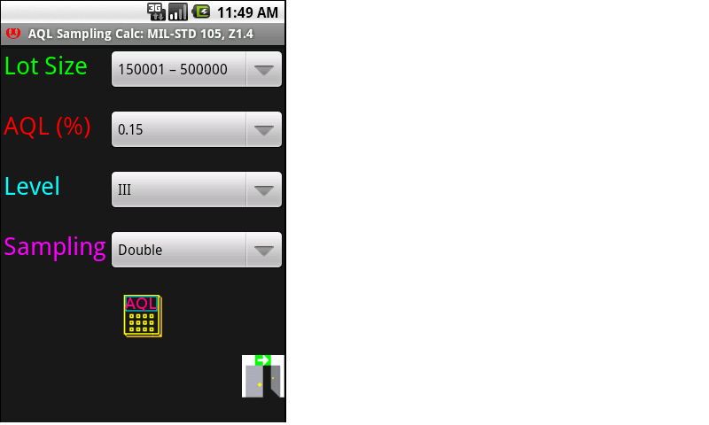 QC tool: AQL MIL-STD-105E Calc, Z1.4, Z1.9, Sampling Plan: Single ...
