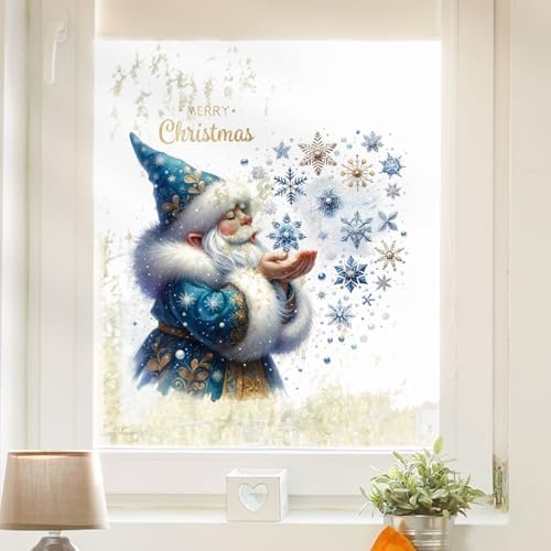 Funny Father Christmas Breaks Through The Wall Window Stickers，Door ...