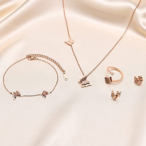 VNOX Women's Stainless Steel Cubic Zirconia Butterfly Jewelry Set with ...