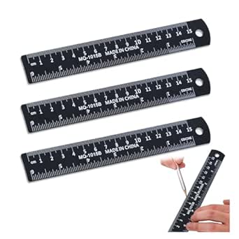 Amazon.com: KMYZQDV 3Pcs Metal Ruler 6 Inch Small 6in Rulers Thin Flat ...