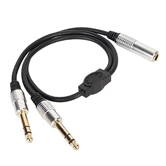 Stereo Splitter Y Cable, 6.35mm Mono Female to Dual 6.35mm Male 1/4 ...