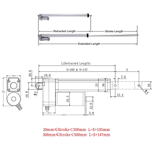 Snapklik.com : 4 Inch 4 Stroke Linear Actuator 12 Volt 12V 225 Pounds ...