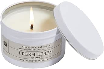 Amazon.com: Hillhouse Naturals Fresh Linen Candle Tin, 6.5 Ounces ...