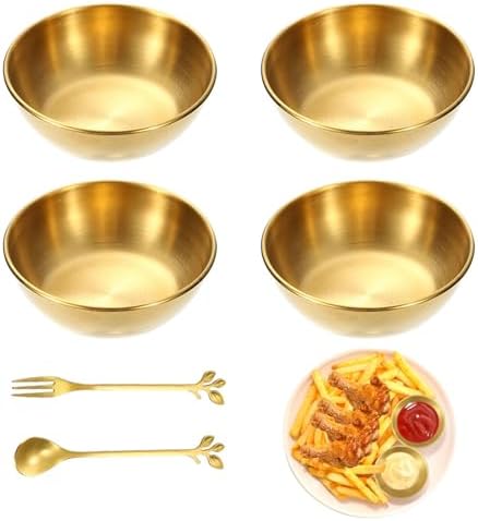 Dipping Bowls Set of 6, Stainless Steel Golden Dip Bowls, Serving ...