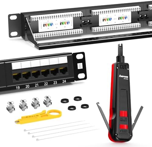 Amazon.com: AMPCOM Premium Series CAT6 24 Ports Patch Panel, Rack Mount ...