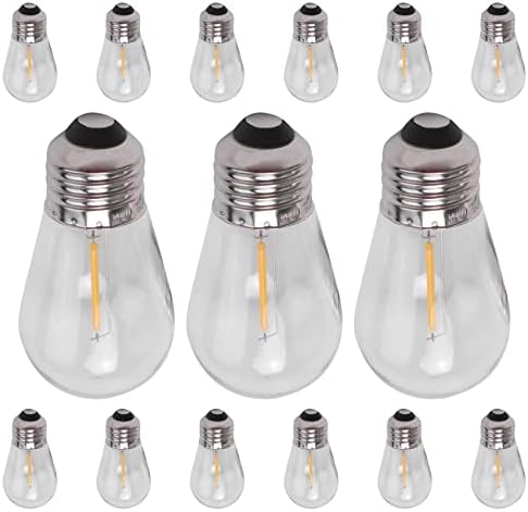 Hubceuo 15 Pack 3V LED S14 Replacement Light Bulbs Shatterproof Outdoor ...