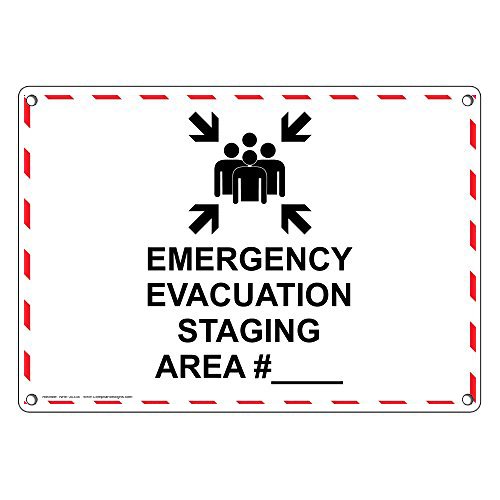 Weatherproof Plastic Emergency Evacuation Staging Area #_ Sign with ...