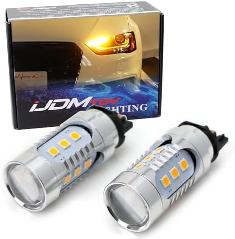 iJDMTOY (2) Extremely Bright Amber Yellow Error Free PWY24W LED Bulbs ...