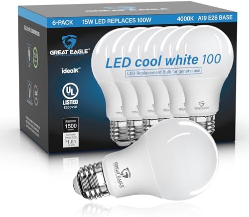 E ENERGETIC LIGHTING Light Bulbs 60 Watt Equivalent, A19 Cool White LED ...