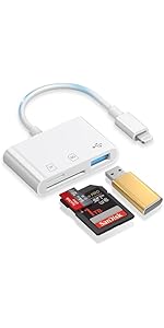 Amazon.com: SD Card Reader for iPhone, 3-in-1 Lightning to SD Card ...
