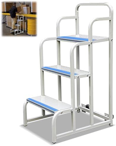 4 Step Stairs with Wheels, Industrial & Warehouse 4-Step Rolling Stairs ...