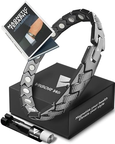 Amazon.com: Vigor Wave® Magnetic Therapy TITANIUM Bracelet for Men ...