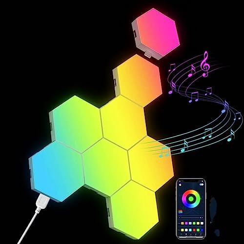 Ailgely Hexagon Lights 8 Pack,Hexagonal Gaming Led Panel,RGB Hexagon ...