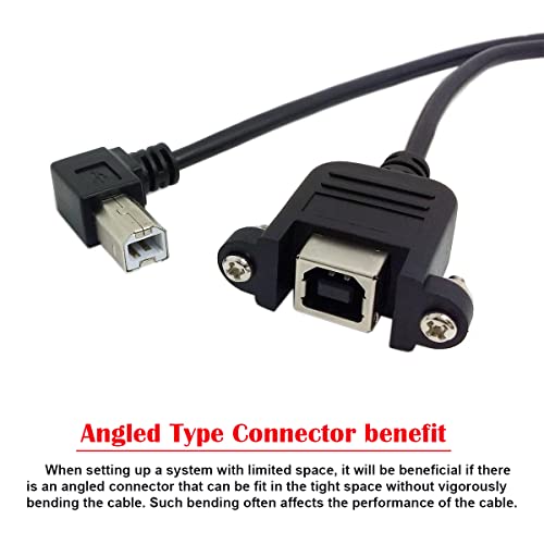 CY USB Type-B Male to Female Extension Cable 50cm Right Angled 90 ...