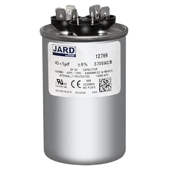 Round Capacitor 45 5 uf MFD 370 V Replaces Genteq C3455R GE 97F9895 ...