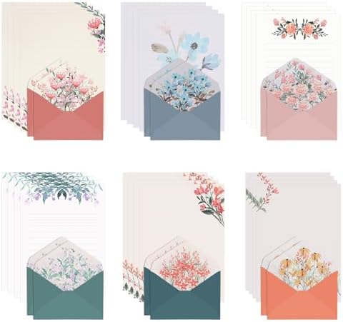 Amazon.com : Molain Floral Stationery Paper with Envelopes Set, 36Pcs ...