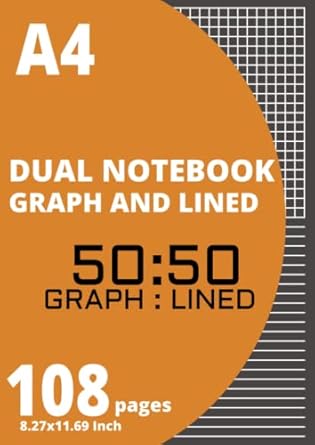 Amazon.com: A4 Dual Notebook - Half Graph and Half Lined Pages - 108 ...