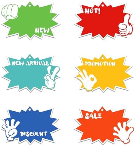 Amazon.com : 200 PCS Burst Signs Price Tags, 10 Assorted Styles Star ...