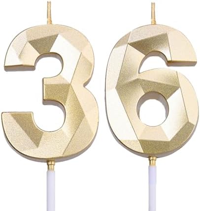 Amazon.com: AOOLADA 36th 63rd Birthday Candles, Gold 63 36 Year Old ...