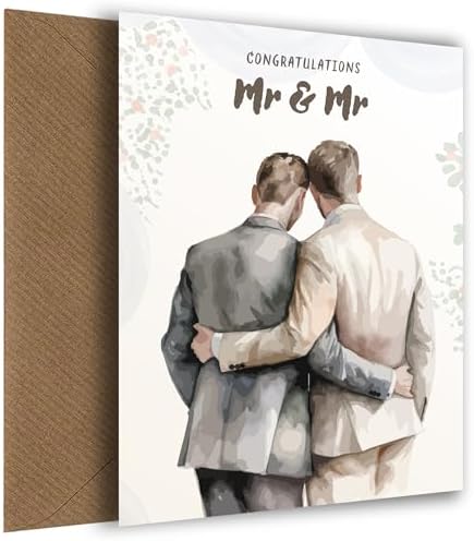 Gay Wedding Day Card - Luxury Watercolour Wedding Cards for Two Grooms ...