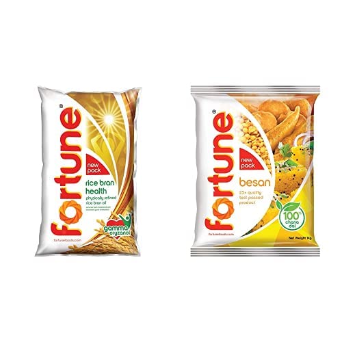 Fortune Rice Bran Health Oil, 1l Pouch & Fortune Chana Besan, 1kg ...