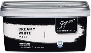 Signeo bunte Wandfarben, elegante Innenfarben, matt (2 Liter, Creamy ...