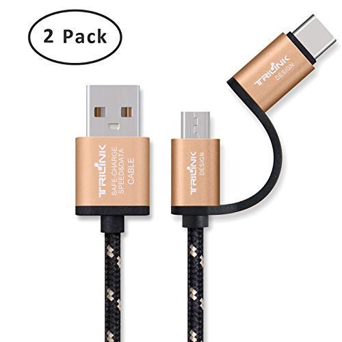 Amazon.com: TRILINK Type C 2 in 1 Cable [2 Pack] 3.3Ft Braided USB C ...